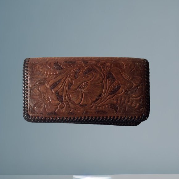 None | Accessories | Hand Tooled Leather Checkbook Cover Vintage 7s ...